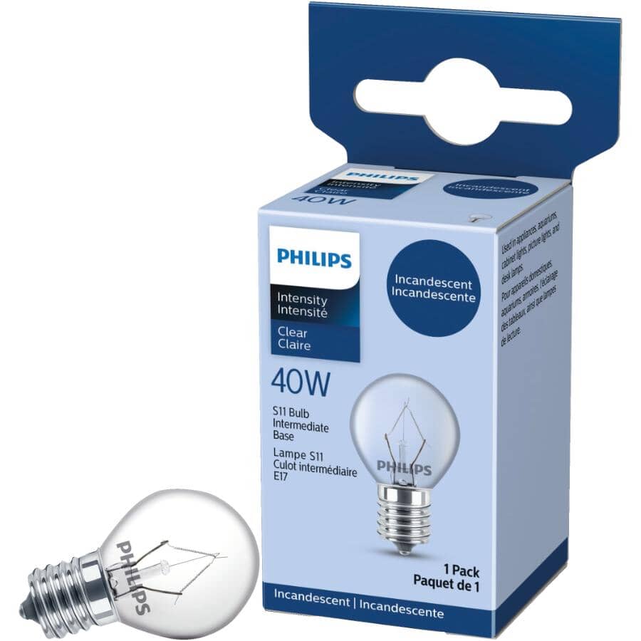 PHILIPS 40W S11 Intermediate Base Clear High Intensity Light Bulb ...