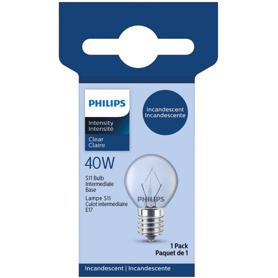 PHILIPS 40W S11 Intermediate Base Clear High Intensity Light Bulb ...