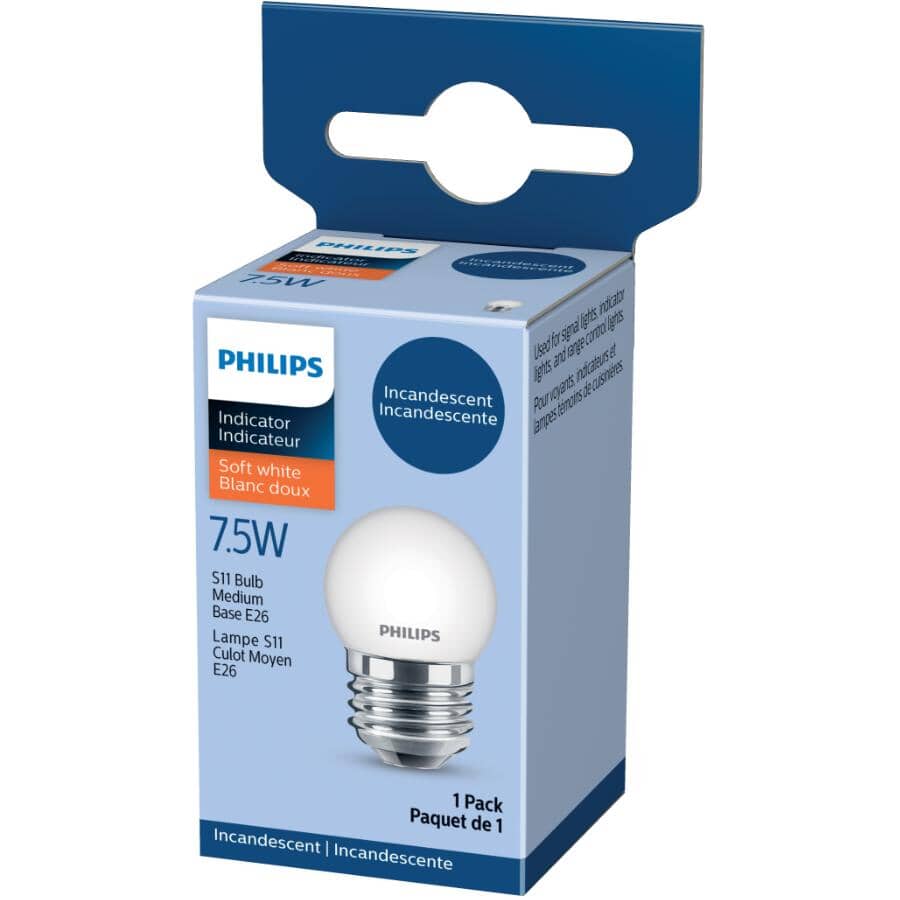 PHILIPS 7.5W S11 Medium Base Soft White Indicator Light Bulb | Home ...