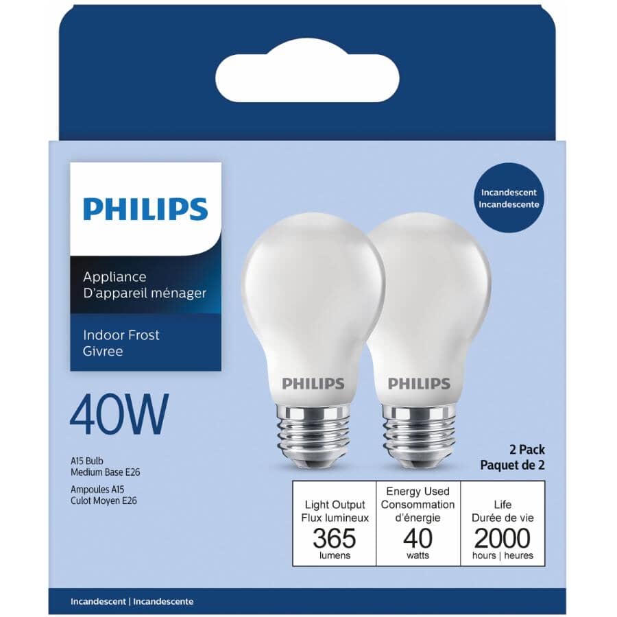 PHILIPS 40W A15 Medium Base Frosted Appliance Light Bulbs | Home Hardware