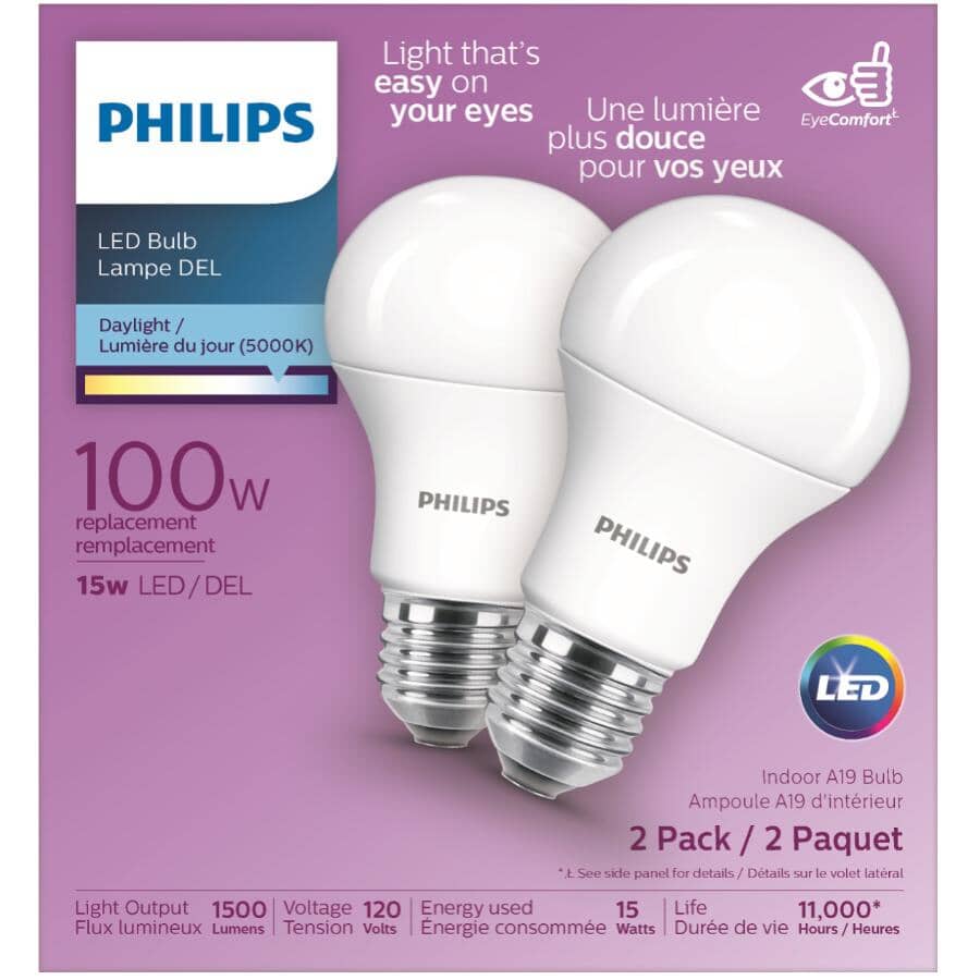 PHILIPS 15W A19 Medium Base Daylight LED Light Bulbs | Home Hardware