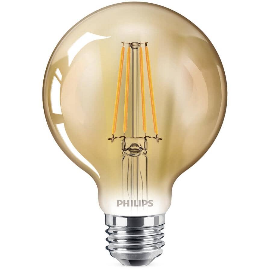 PHILIPS 4.5W G25 Medium Base Dimmable Amber LED Light Bulb | Home Hardware