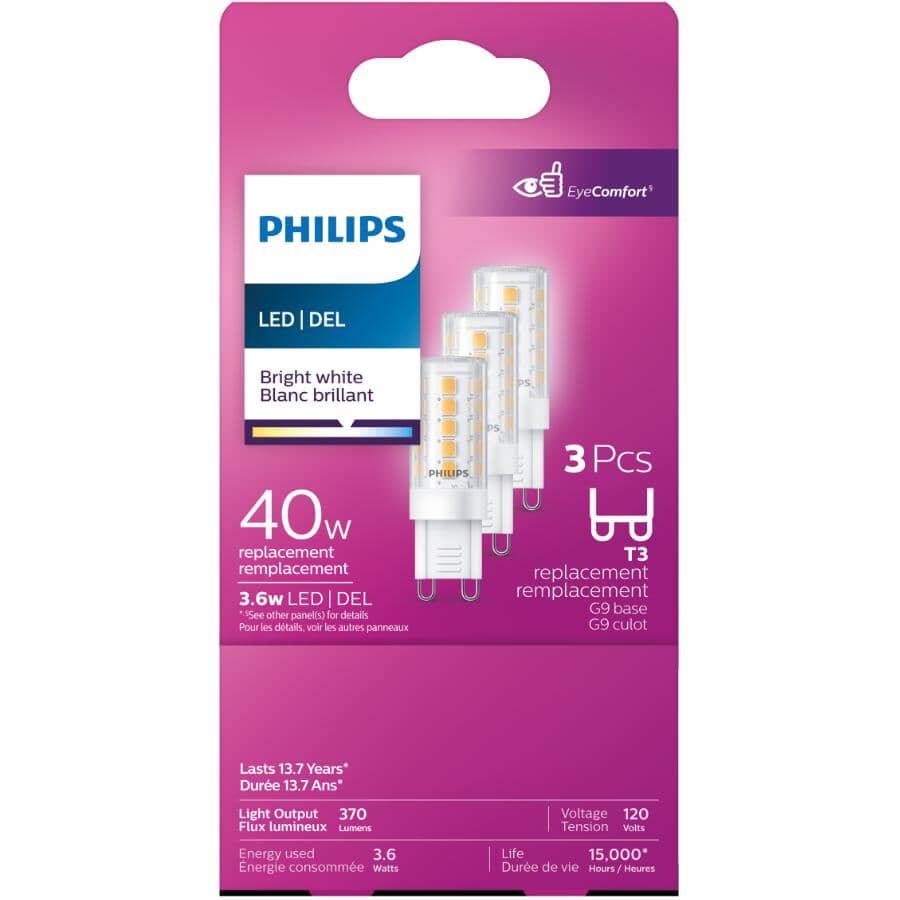 PHILIPS 3.6W T3 G9 Base Bright White LED Light Bulb | Home Hardware