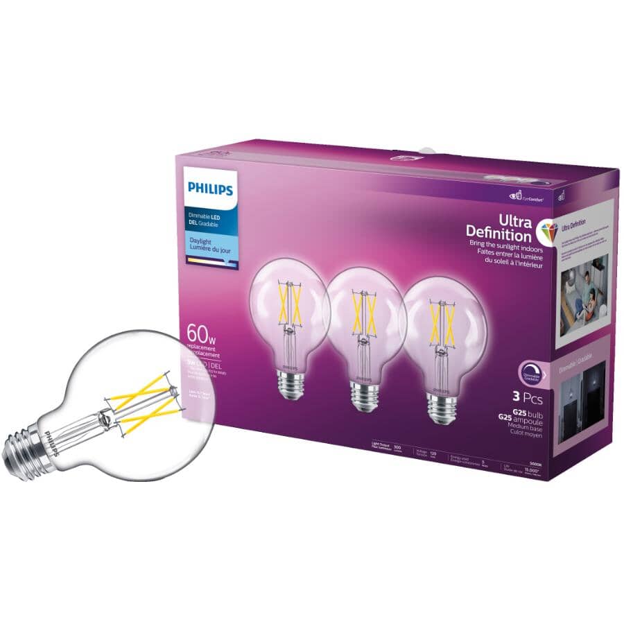 PHILIPS Ultra Definition 5W G25 Medium Base Day Light Dimmable Clear ...