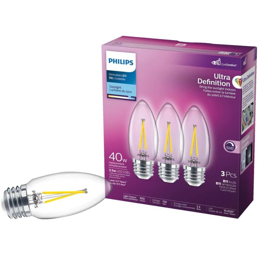 PHILIPS 40W Ultra Definition Chandelier Daylight Medium Base Dimmable LED Light Bulbs | Home ...