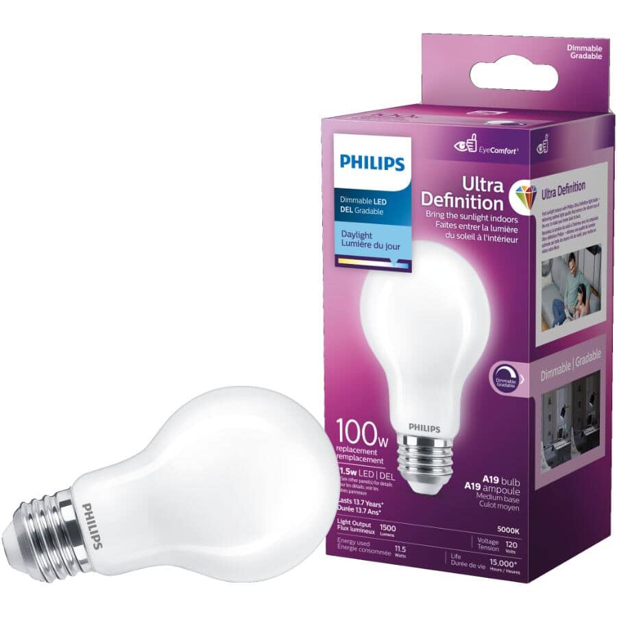 PHILIPS Ultra Definition 11.5W A19 Medium Base Day Light LED Bulb ...