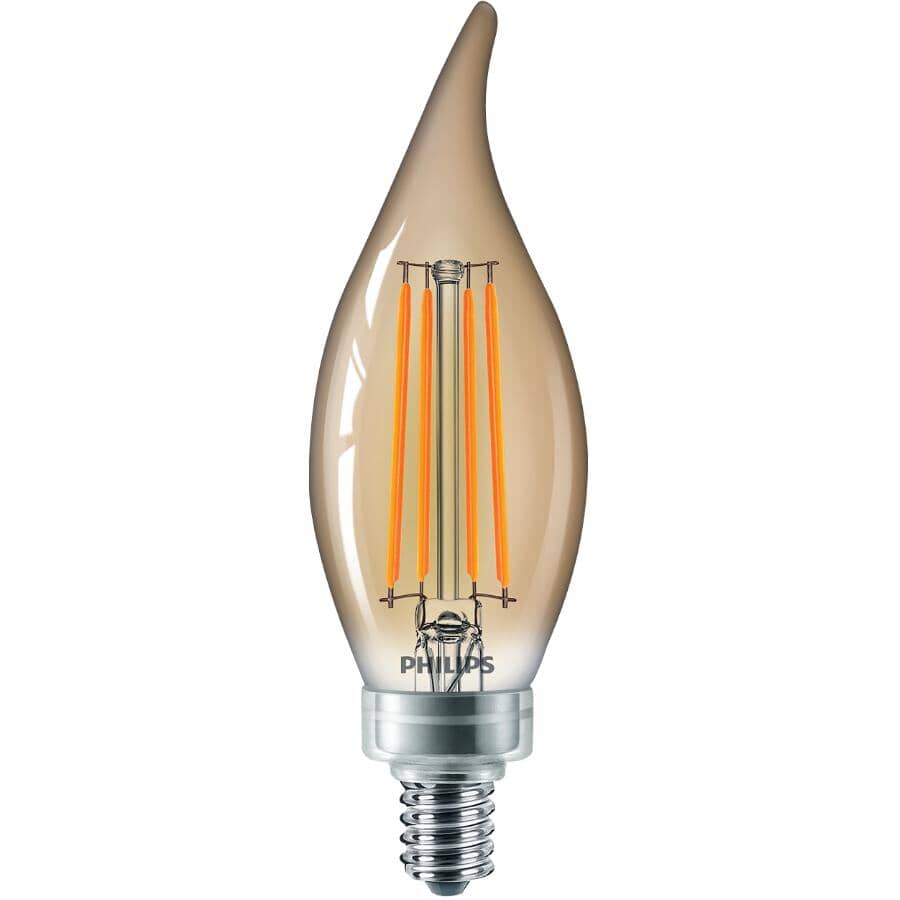 PHILIPS 4.5W BA11 Candelabra Base Dimmable Vintage Amber LED Light Bulb ...