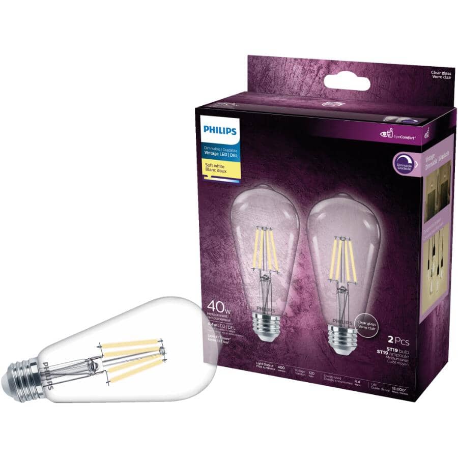 PHILIPS 4.5W ST19 Medium Base Soft White LED Light Bulbs | Home Hardware