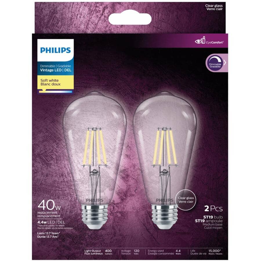 PHILIPS 4.5W ST19 Medium Base Soft White LED Light Bulbs | Home Hardware