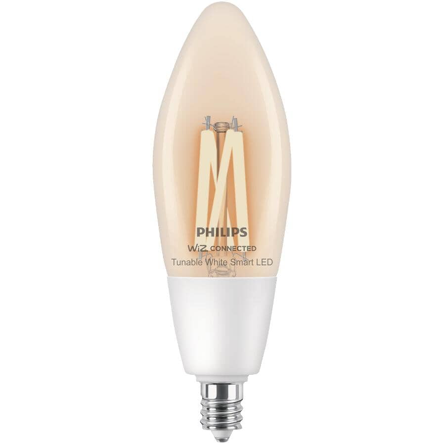 WIZ 3.8W B11 Candelabra Base Clear Tunable Smart LED Light Bulb | Home ...