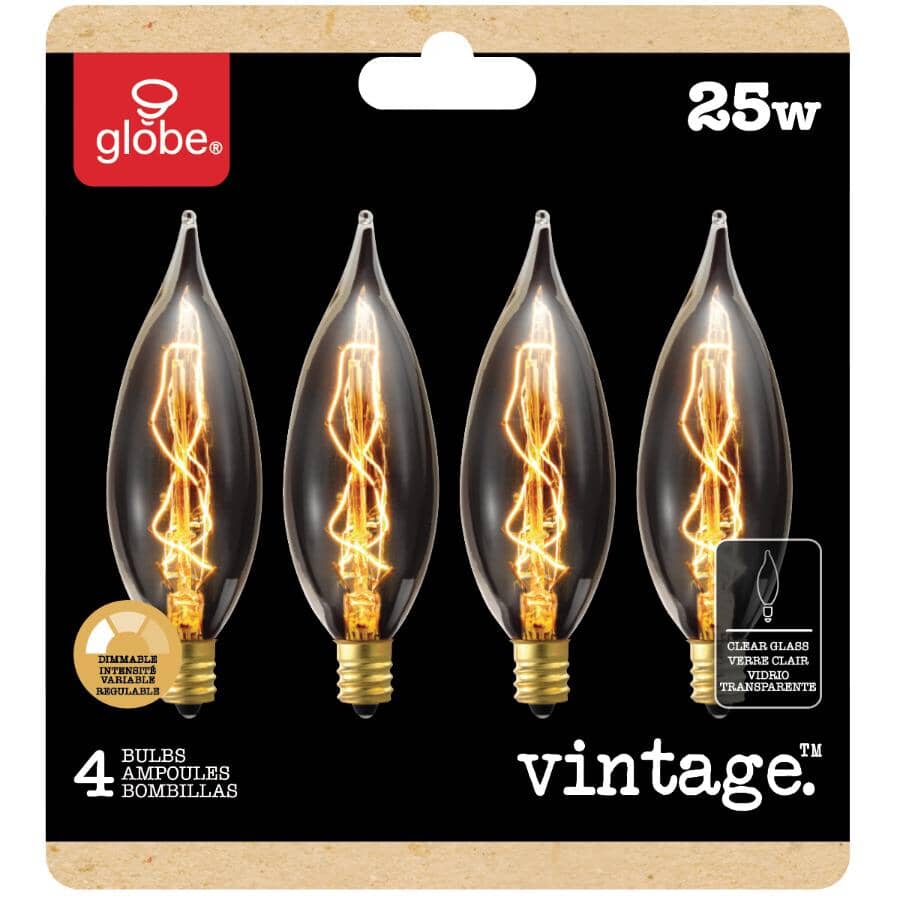 GLOBE ELECTRIC 25W CA10 Candelabra Base Tinted Vintage Chandelier Light ...