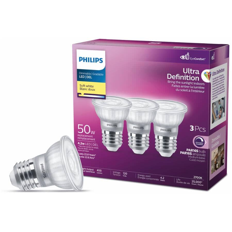 PHILIPS 4.4W Ultra Definition PAR16 Medium Base Soft White Dimmable LED ...