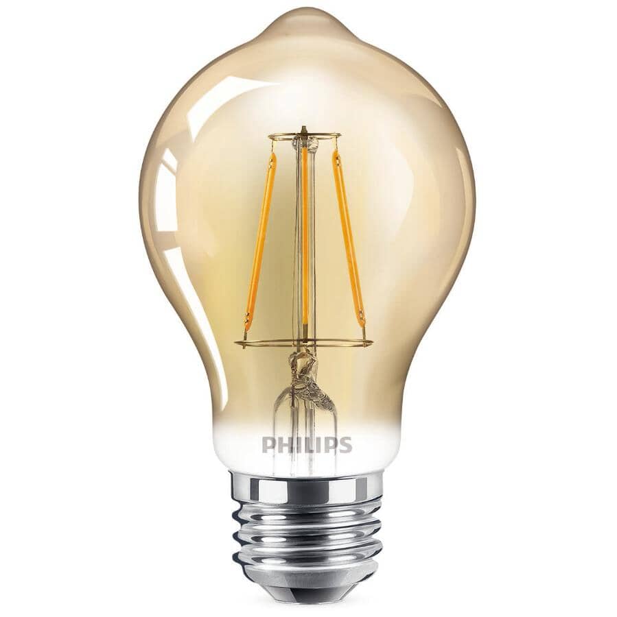 PHILIPS 4.5W A19 Medium Base Amber Dimmable Vintage LED Light Bulb ...