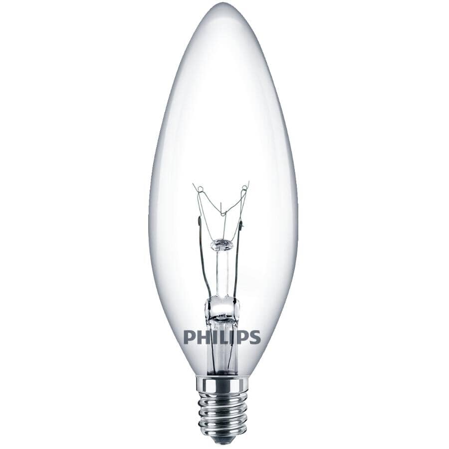 PHILIPS 60W B10.5 Candelabra Base Clear Chandelier Light Bulbs | Home ...