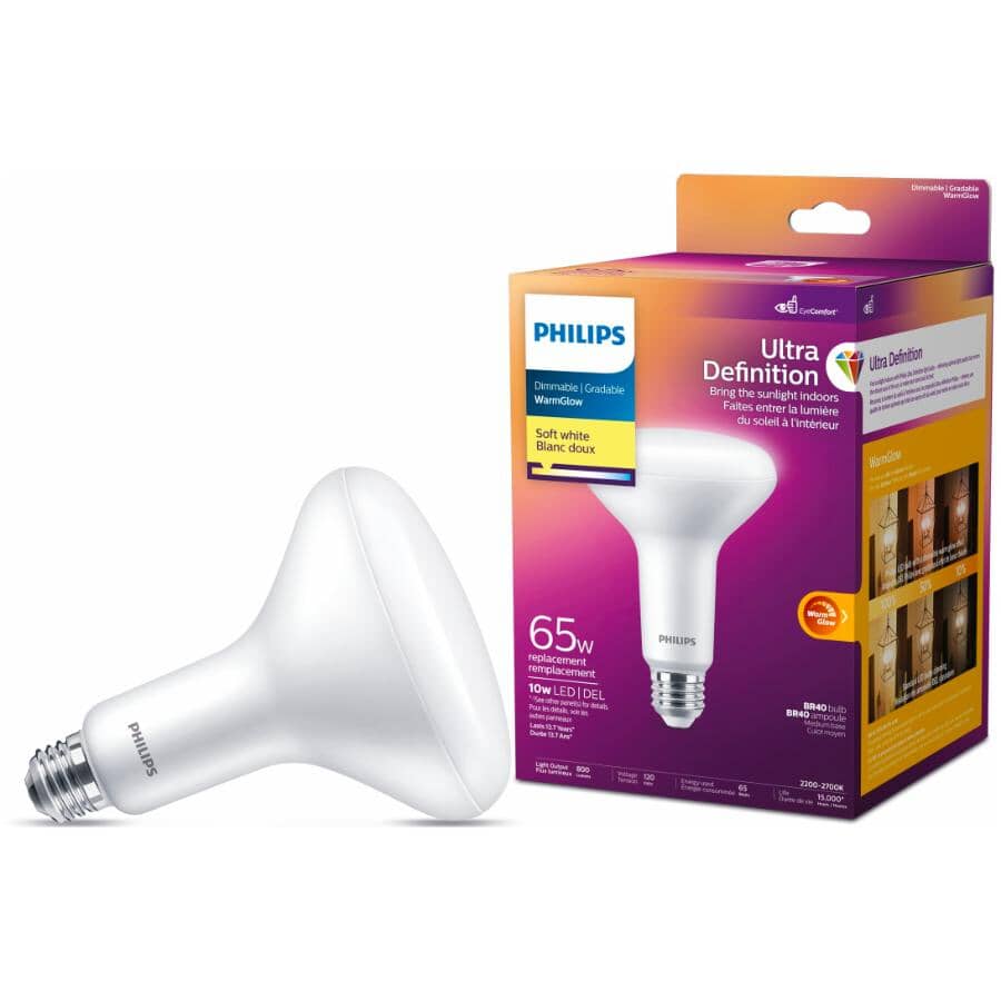 PHILIPS 9W BR40 Medium Base Soft White Warm Glow Dimmable LED Light ...