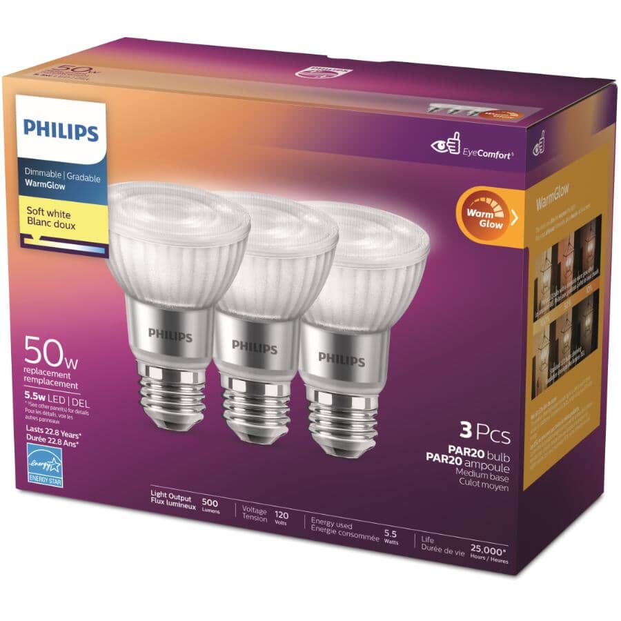 Philips 3 Pack Warm Glow Dimmable LED Light Bulbs | Home Hardware
