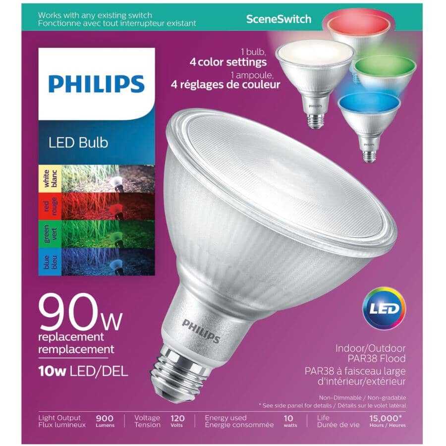 PHILIPS LED PAR38 Light Bulb with Scene Switch Colour Glass | Home Hardware