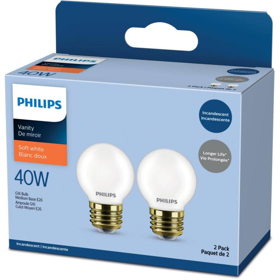 PHILIPS DuraMax 40W G16.5 Medium Base White Globe Light Bulbs | Home ...