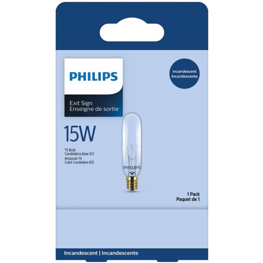 PHILIPS 15W T6 Candelabra Base Clear Exit Sign Light Bulb | Home Hardware