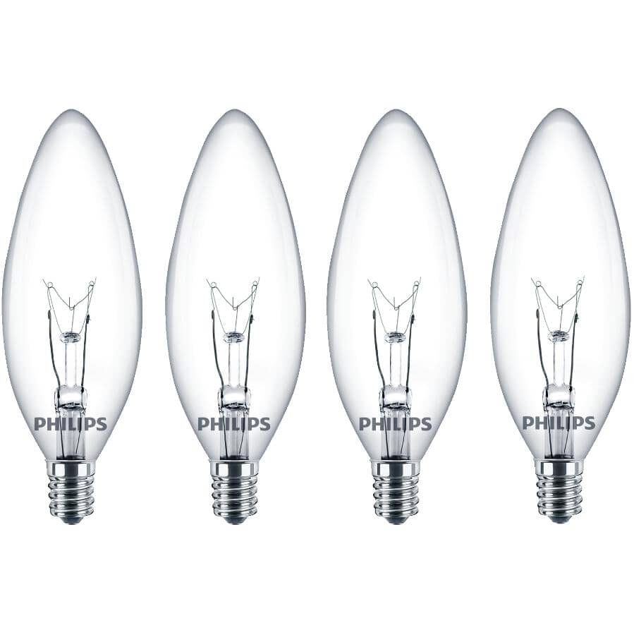 PHILIPS DuraMax 40W B10 Candelabra Base Clear Chandelier Light Bulbs ...