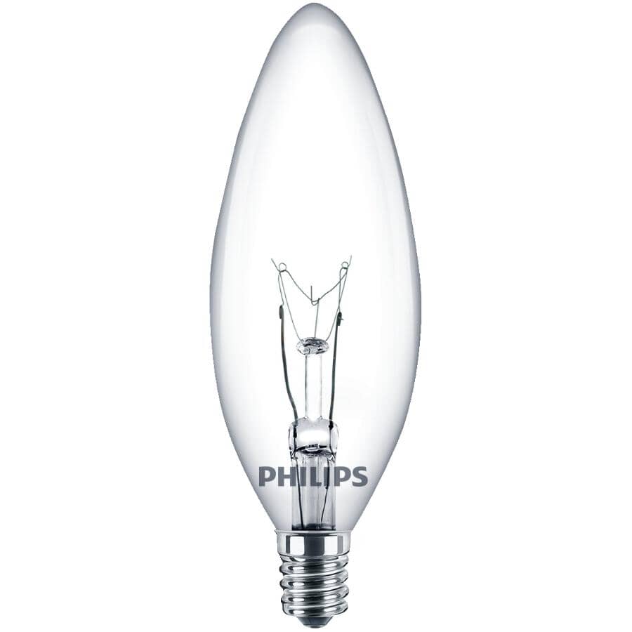 PHILIPS DuraMax 40W B10 Candelabra Base Clear Chandelier Light Bulbs ...