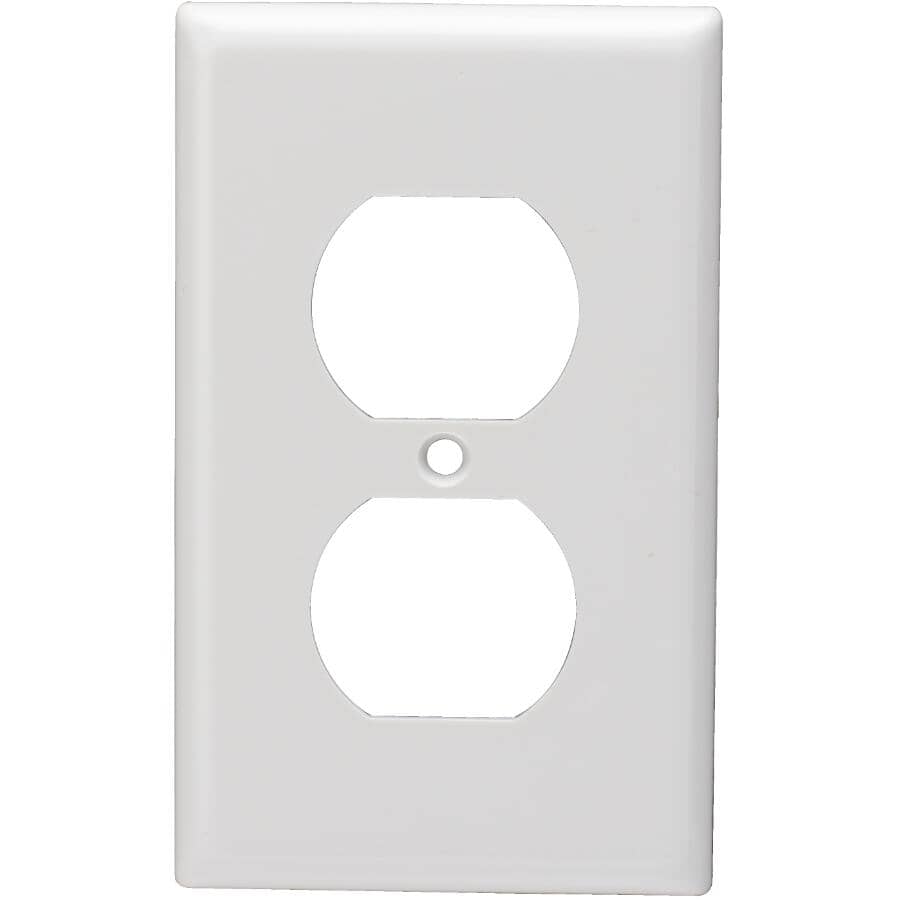 HOME ELECTRIC White Plastic 1-Gang Duplex Receptacle Plate | Home Hardware