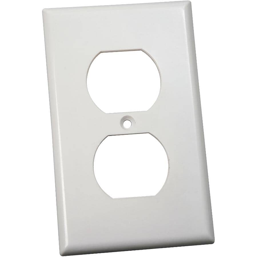 HOME ELECTRIC 10 Pack White Plastic 1-Gang Duplex Receptacle Plates ...