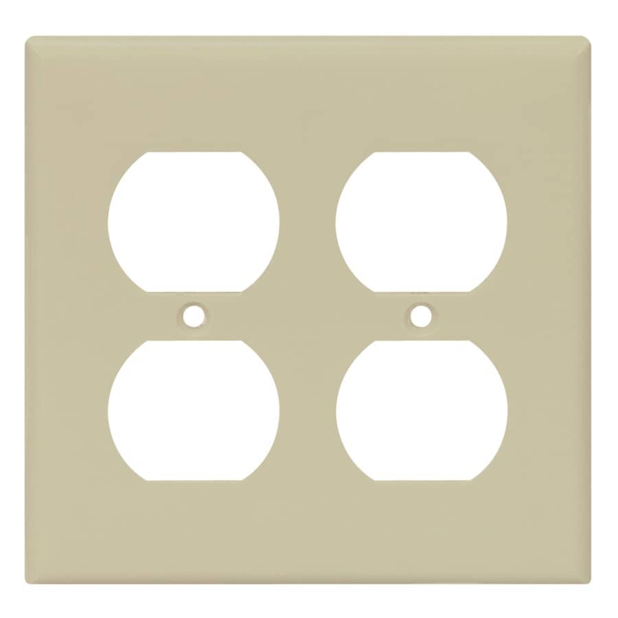EATON Ivory Plastic 2-Gang Duplex Receptacle Plate | Home Hardware