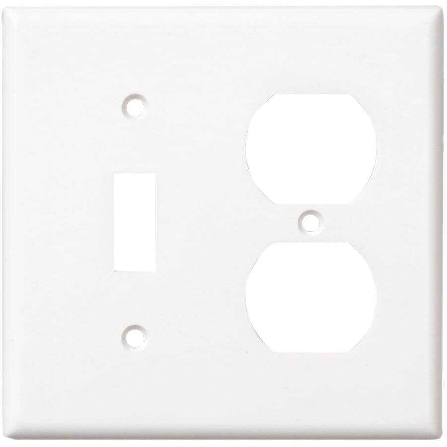 EATON White 1-Toggle/1-Duplex Switch/Receptacle Plate | Home Hardware
