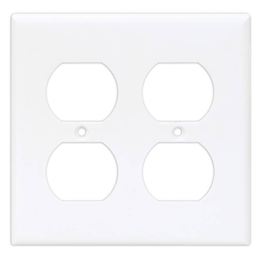 EATON White Plastic 2-Gang Duplex Receptacle Plate | Home Hardware