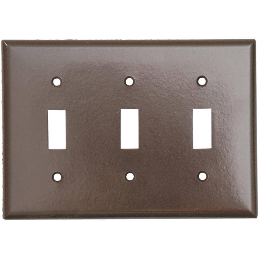 EATON Brown Plastic 3-Toggle Switch Plate | Home Hardware