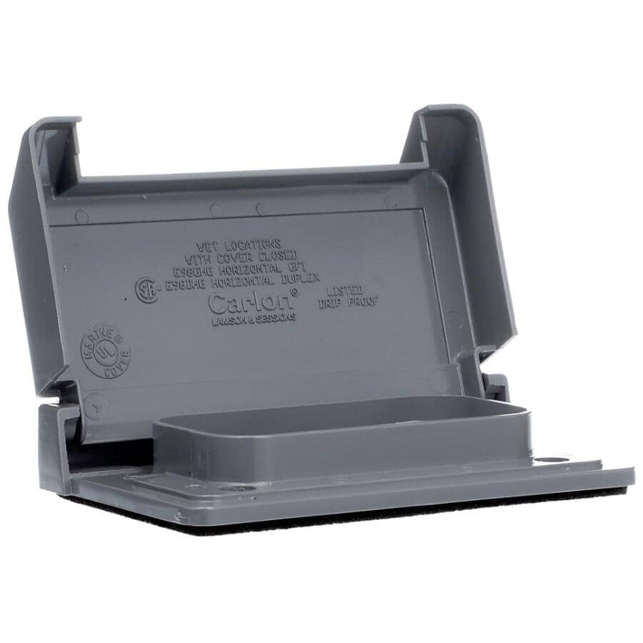 CARLON Deluxe Horizontal Grey Weatherproof Duplex Receptacle Cover ...