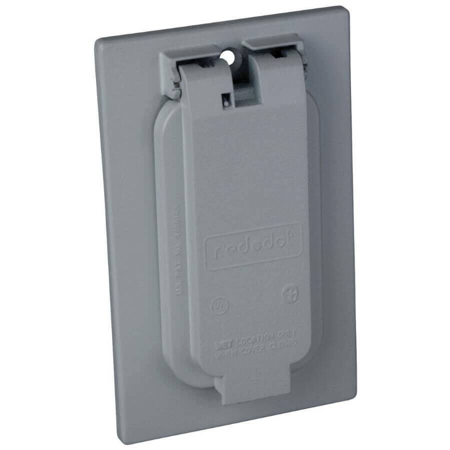 RED DOT 1 Gang Weatherproof GFCI Silver Vertical Receptacle Cover ...