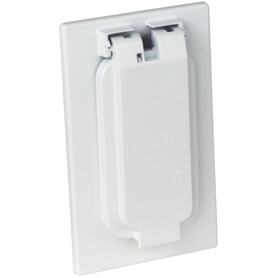 Red Dot 1 Gang Weatherproof White Receptacle Cover | Home Hardware