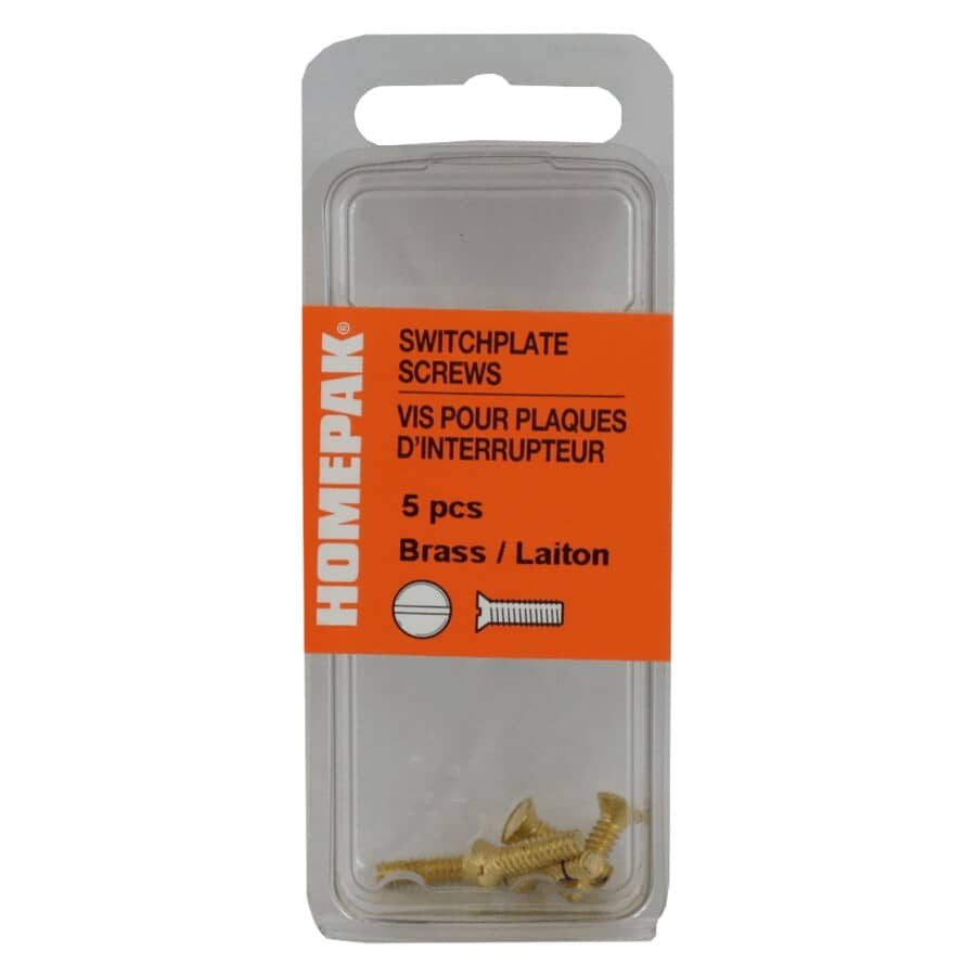 HOME PAK 5 Pack Brass Oval Switch/Receptacle Electrical Plate Screws ...
