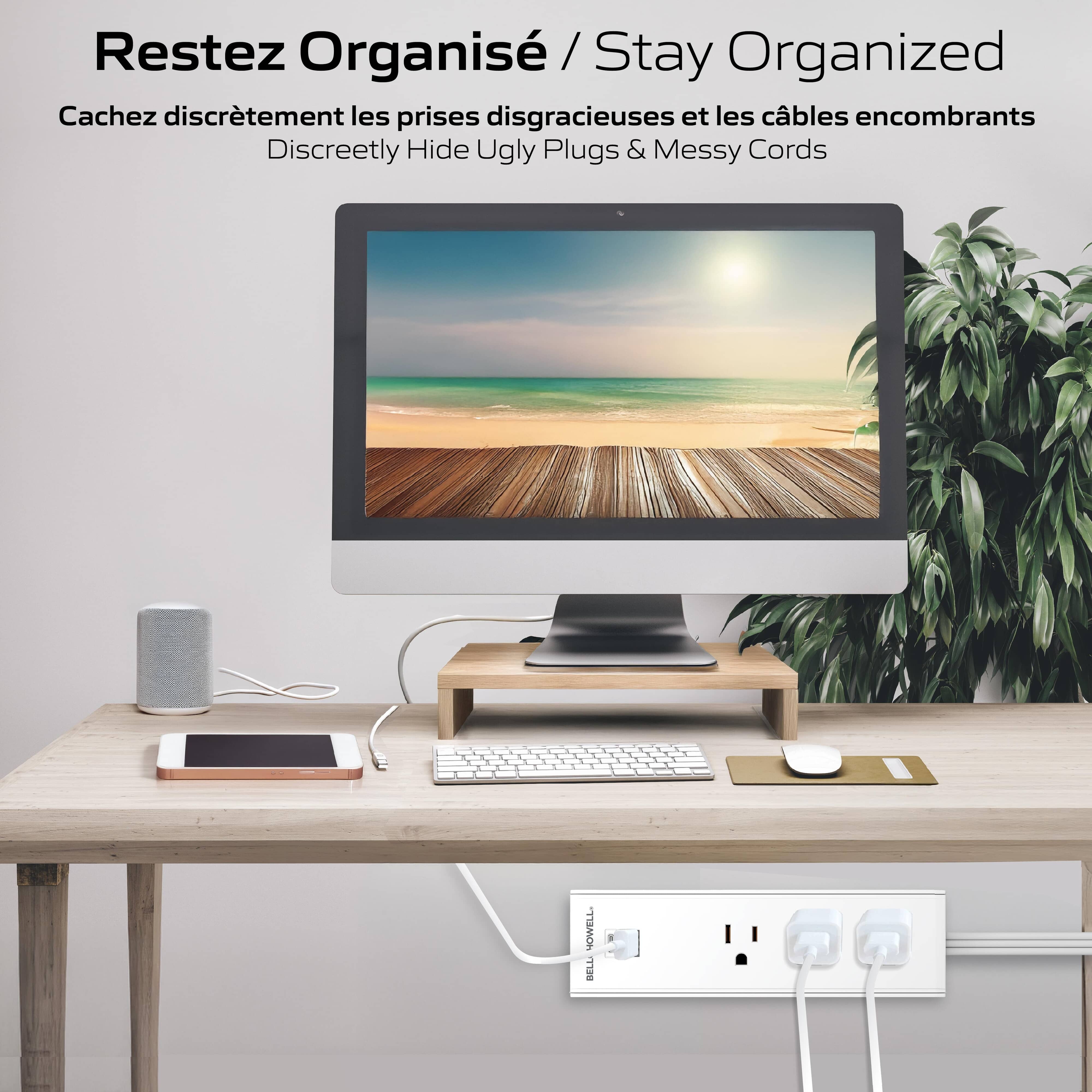 BELL & HOWELL Slim Power Strip with 3 Outlets, 1 Type-C & 1 USB ports ...