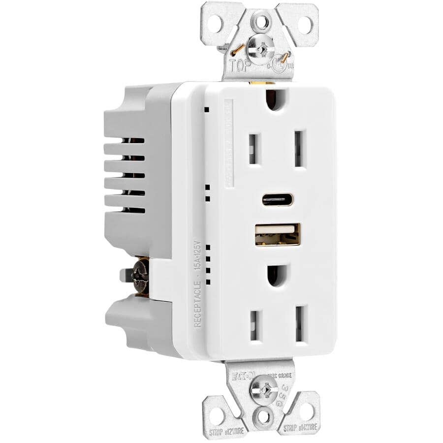 EATON USB A/C Chargers with 15 Amp Tamper Resistant Decorator ...