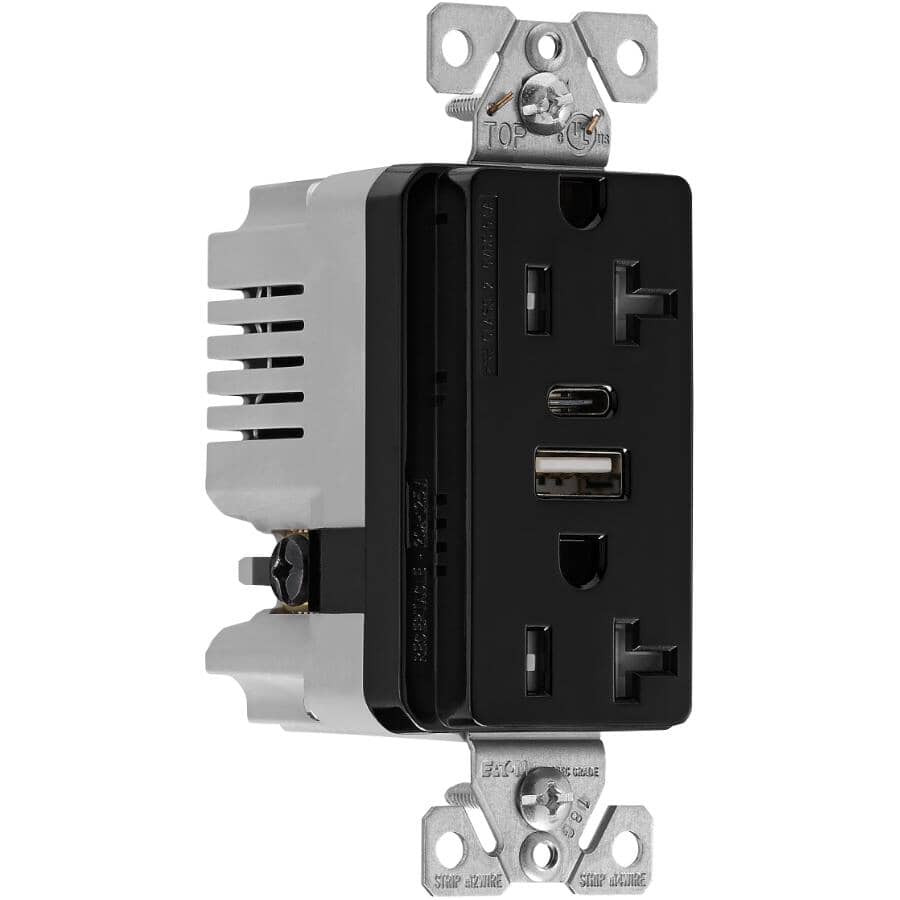 EATON USB A/C Chargers with 20 Amp Tamper Resistant Decorator ...