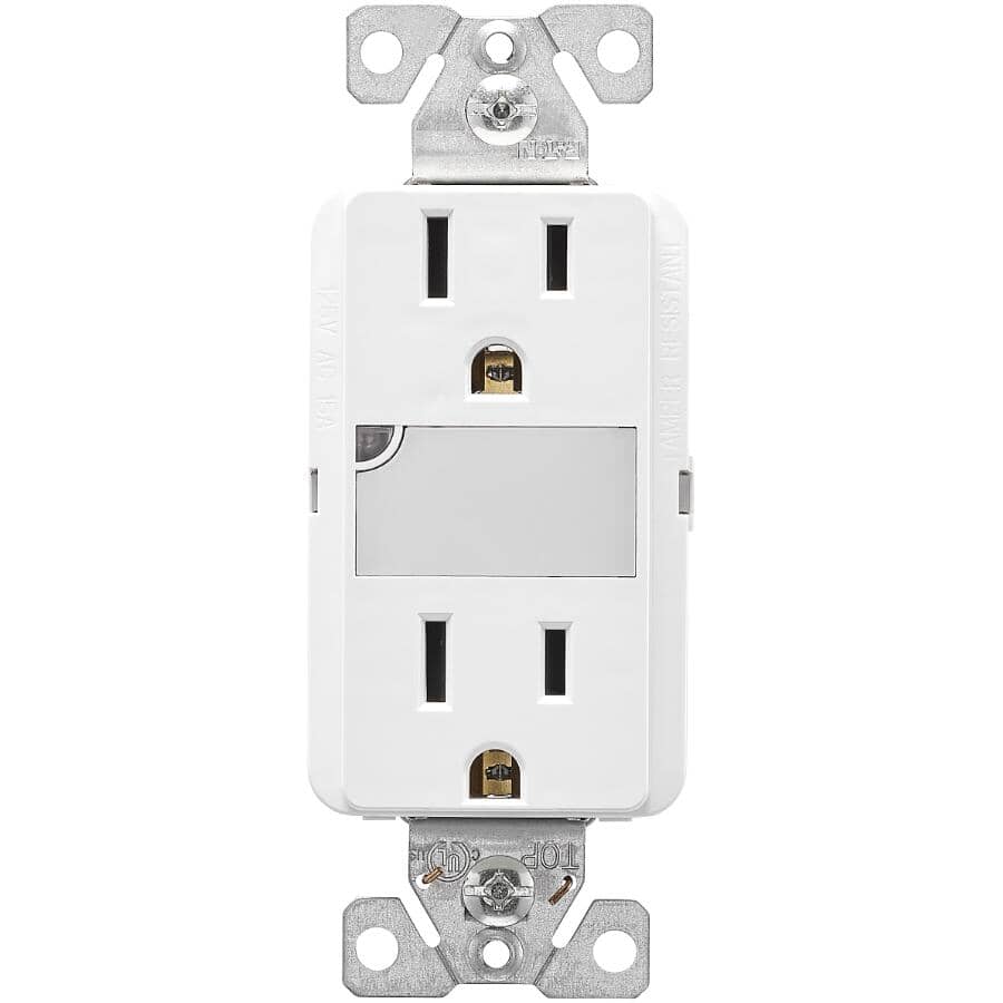 EATON White Tamper Resistant Decorator Duplex Receptacle with ...