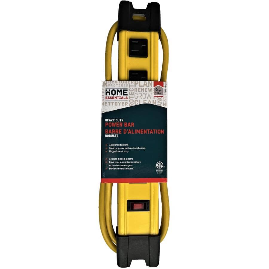 HOME ESSENTIALS 6 Outlet Metal Power Strip | Home Hardware