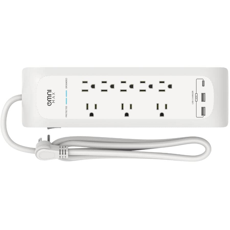 OMNIMAX 8 Outlet Surge Protector with 3 USB Ports | Home Hardware