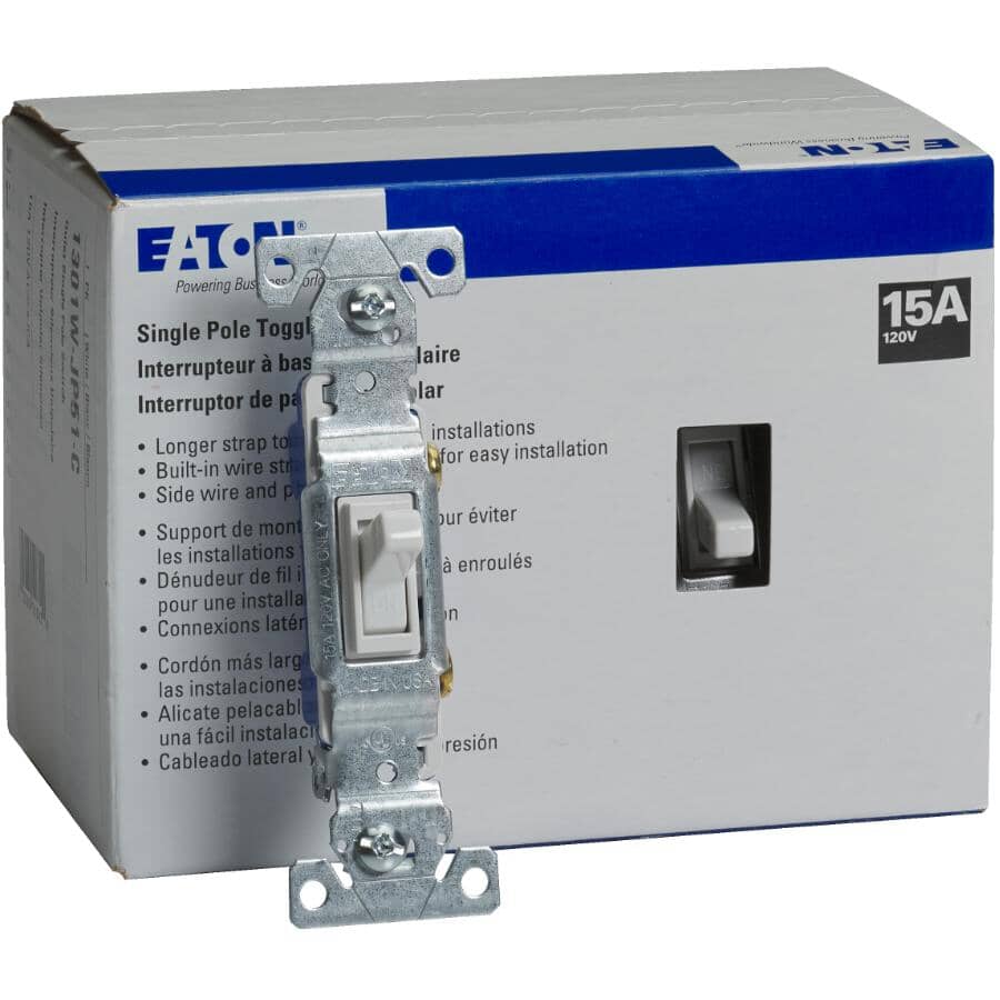EATON 10 Pack White Quiet Single Pole Toggle Light Switches | Home Hardware