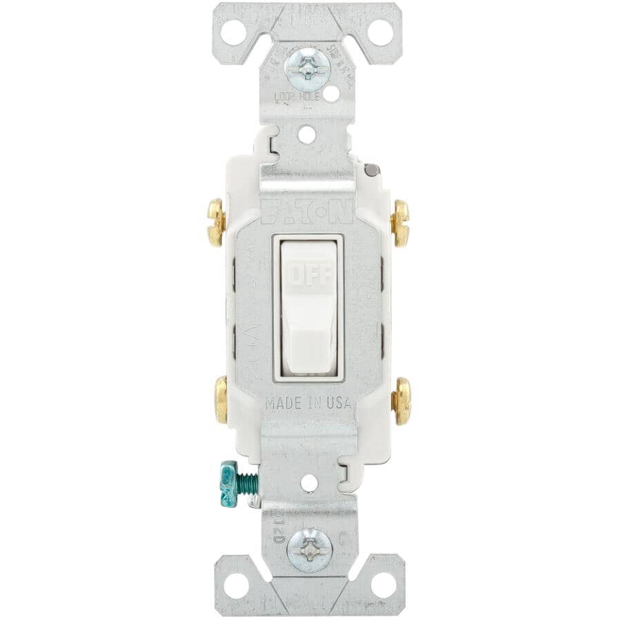 EATON 20 Amp Double Pole White Quiet Toggle Light Switch | Home Hardware