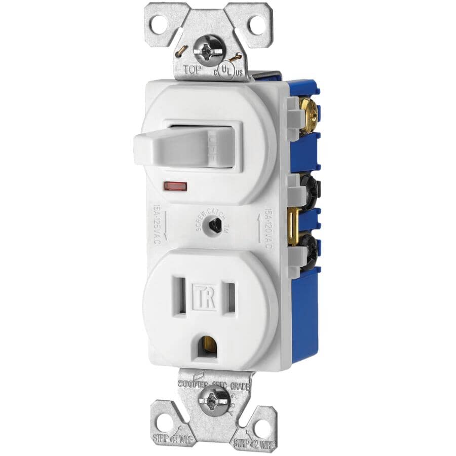 EATON White Tamper Resistant Single Pole Switch and Receptacle | Home ...