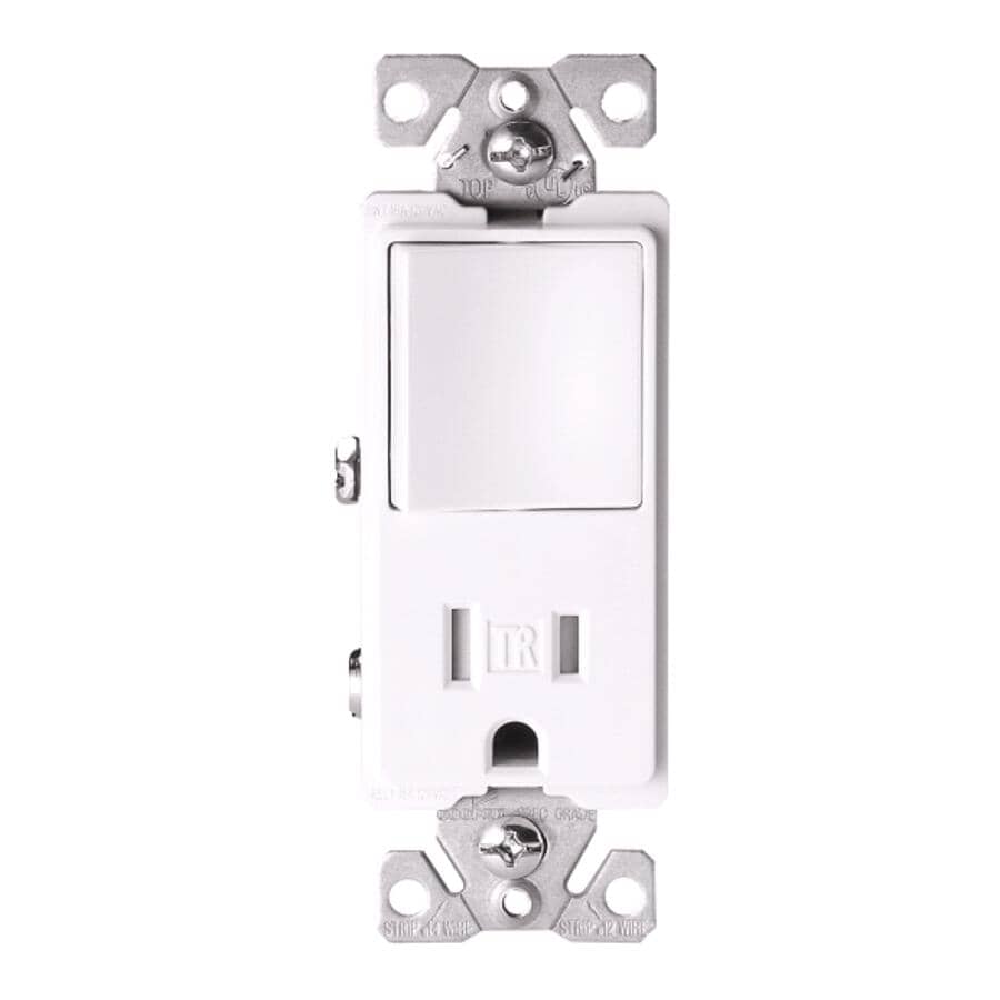 EATON White Combination Decorator Switch and Tamper Resistant ...