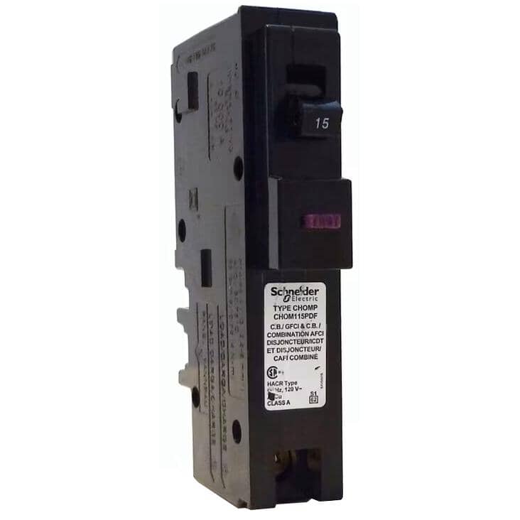 SCHNEIDER ELECTRIC Homeline Single Pole 15 Amp Dual Function AFI/GFI ...