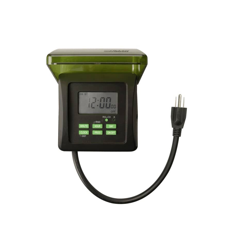 WOODS 2 Plug Heavy Duty Outdoor 7 Day Digital Grounded Timer Outlet ...