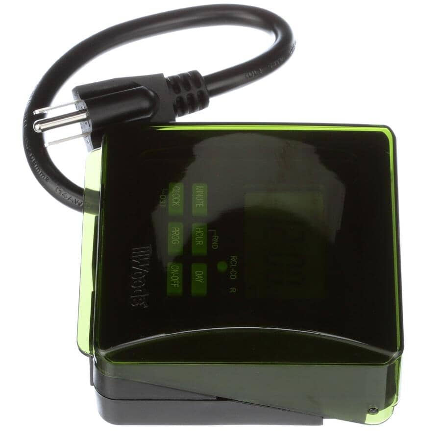 WOODS 2 Plug Heavy Duty Outdoor 7 Day Digital Grounded Timer Outlet ...