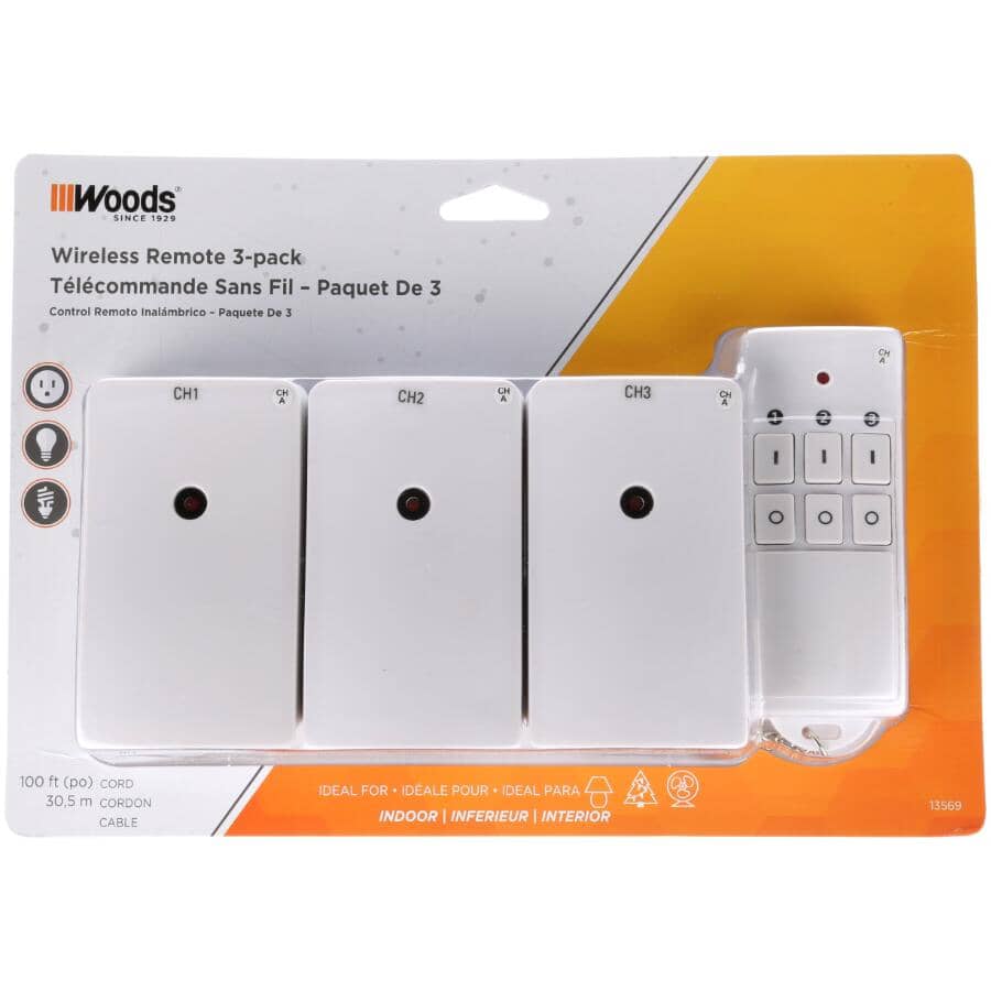 WOODS Indoor Wireless Remote Control with 3 Outlets | Home Hardware