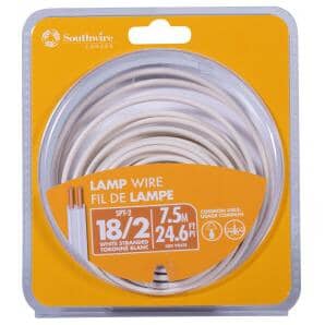 SOUTHWIRE 7.5M 18/2 SPT Lamp Wire - White | Home Hardware